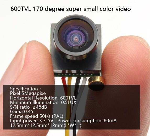 Free Shipping 600TVL 170 degree super small color video mini FPV camera ...
